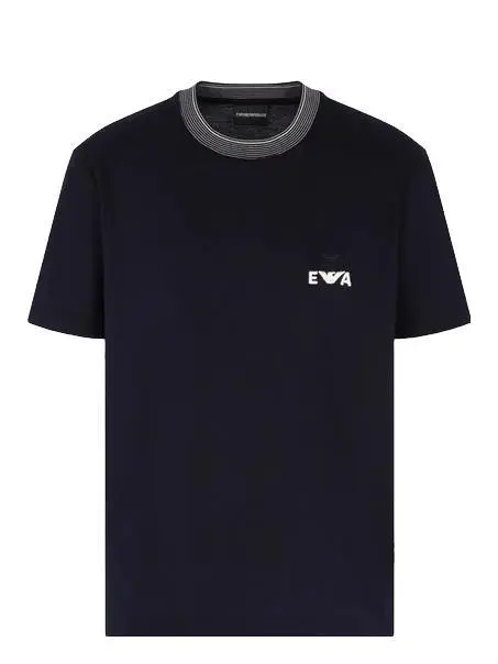 Emporio Armani Asv Piqué T-shirt With Super-embossed Ea Embroidery - Navy