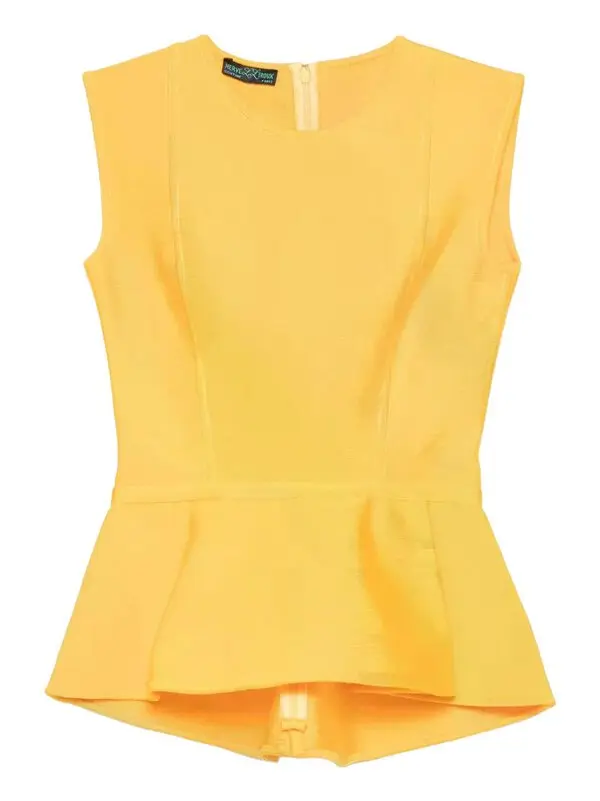 HERVE L. LEROUX Bandage Peplum Top - Yellow
