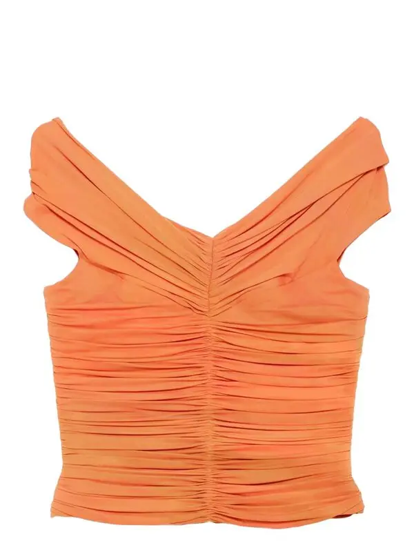 HERVE L. LEROUX Ruched Off-shoulder Top - Orange