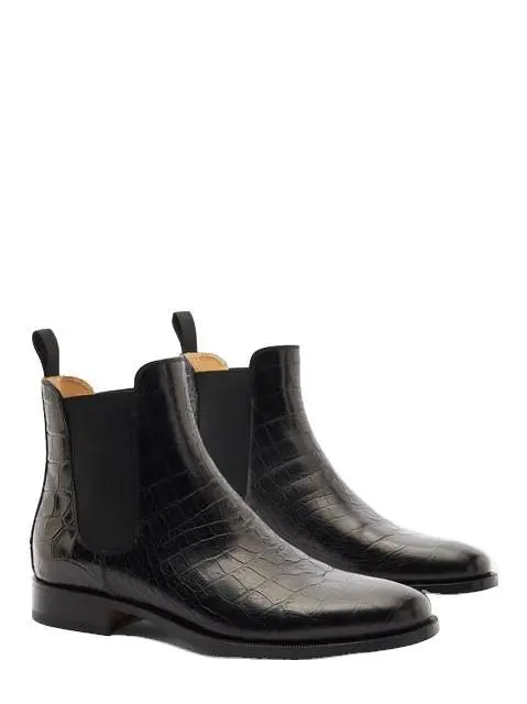 SCAROSSO Giancarlo Chelsea Boots - Black - Croco-printed Calf