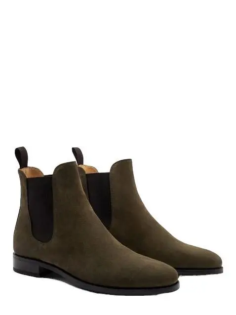 SCAROSSO Giancarlo Chelsea Boots - Green Suede