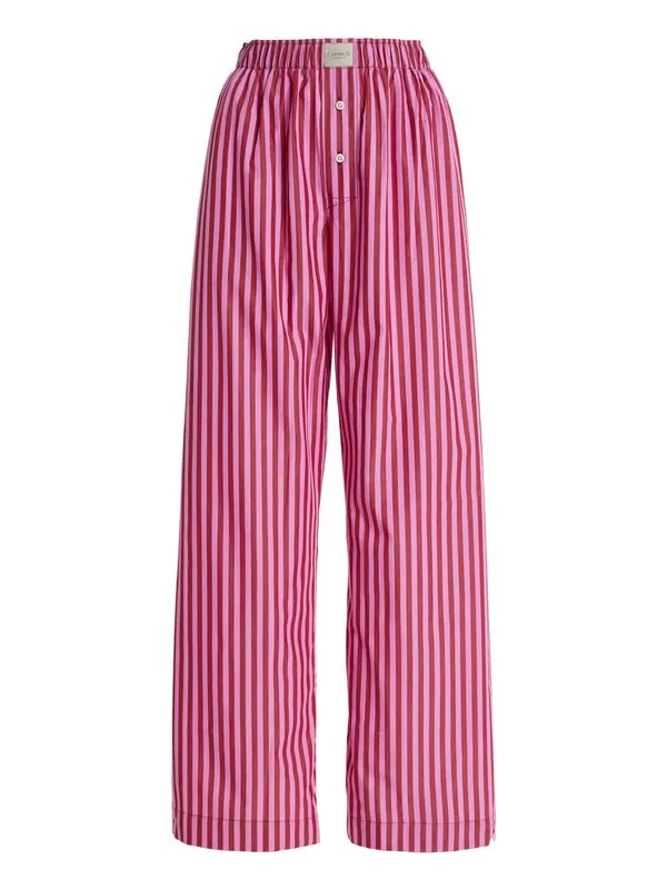 Comme Si Striped Cotton Poplin Pants - Pink
