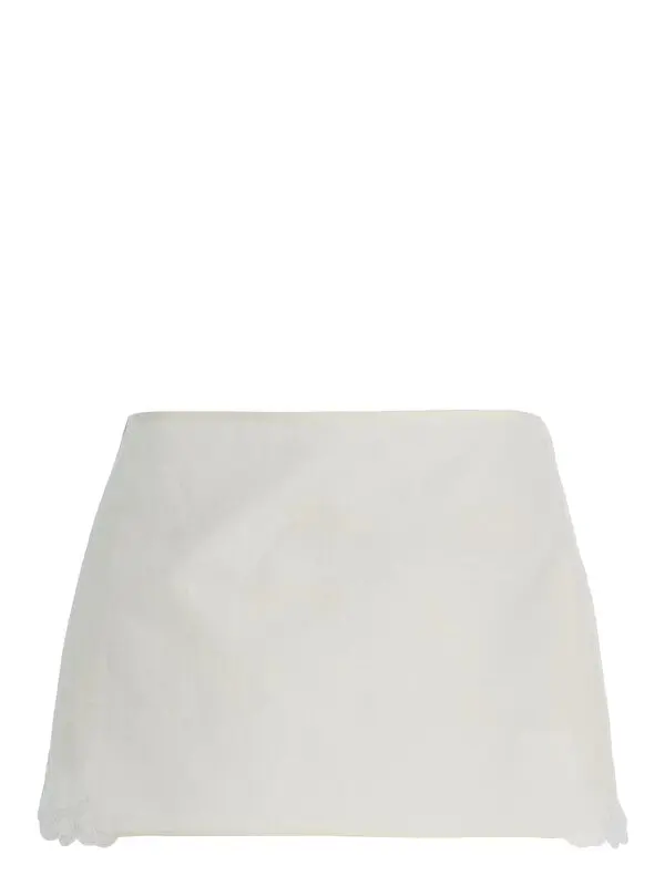 Miu Miu Lace-detailed Linen-cotton Mini Skirt - Neutral
