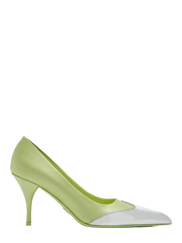 Prada Leather-tipped Satin Pumps - Green