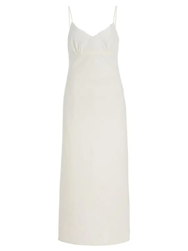 Miu Miu Lace-detailed Linen-cotton Midi Slip Dress - Neutral