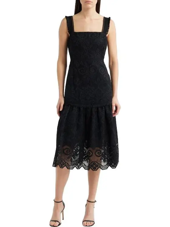 Kobi Halperin Mona Lace Fit & Flare Midi Dress - Black