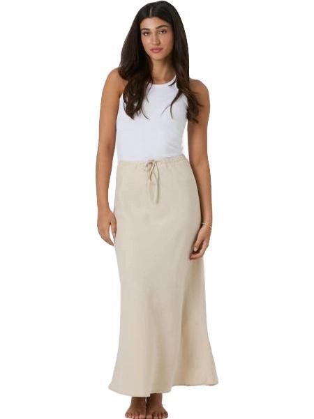 BY TESS A-line Maxi Skirt - Beige