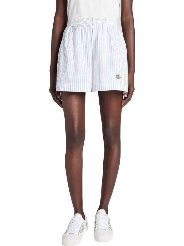 Moncler Stripe Logo Patch Shorts - Panna