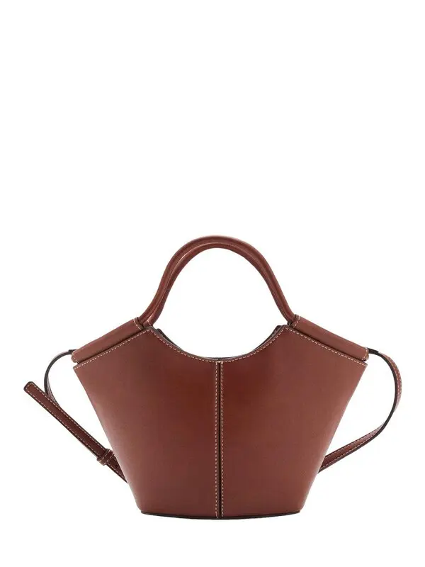 Mango Mini Faux Leather Shopper Bag - Brown