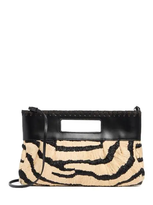 Staud Lena Raffia Clutch - Zebra Raffia