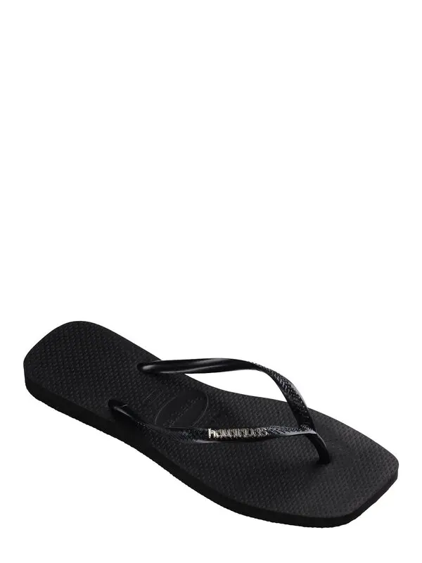 Havaianas Slim Square Logo Flip Flop - Black/silver