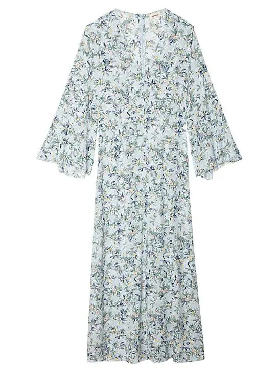 Zadig&Voltaire Rasato V-neck Floral-print Maxi Dress - Cloud