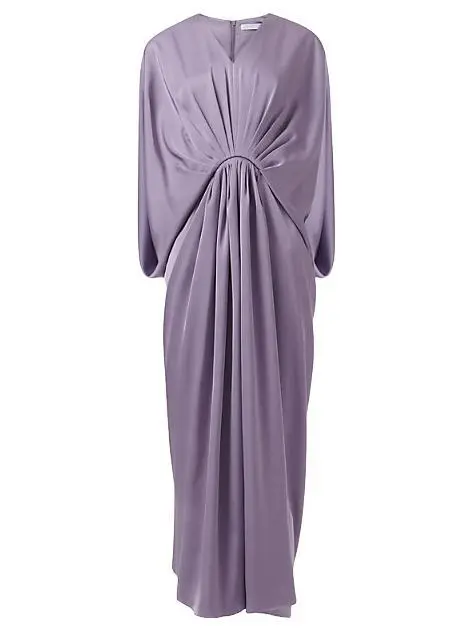 LEEM Marked-waist Drape Satin Maxi Dress - Purple