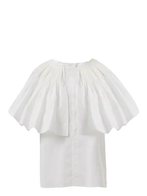 LEEM Frill Cape Cotton Top - White