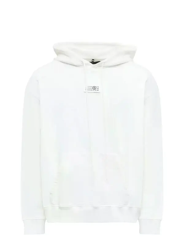 MAISON MARGIELA Numeric Print Front Pocket Hoodie - White