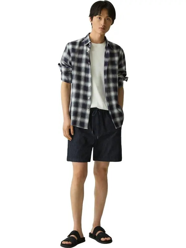 Theory Drawstring Denim Short - Dark Wash