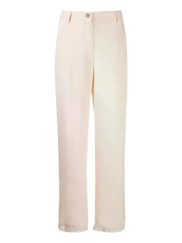 Nanushka Theo Frayed Straight-leg Trousers - Creme