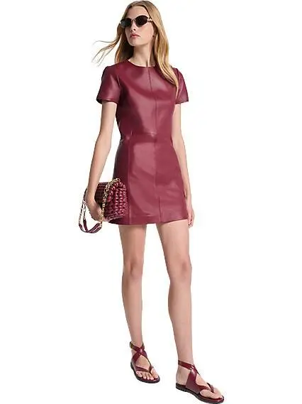Michael Kors Leather Mini Dress - Purple