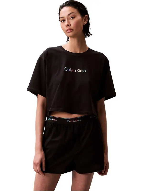 Calvin Klein Cotton Pride Logo Poplin Sleep Short - Black
