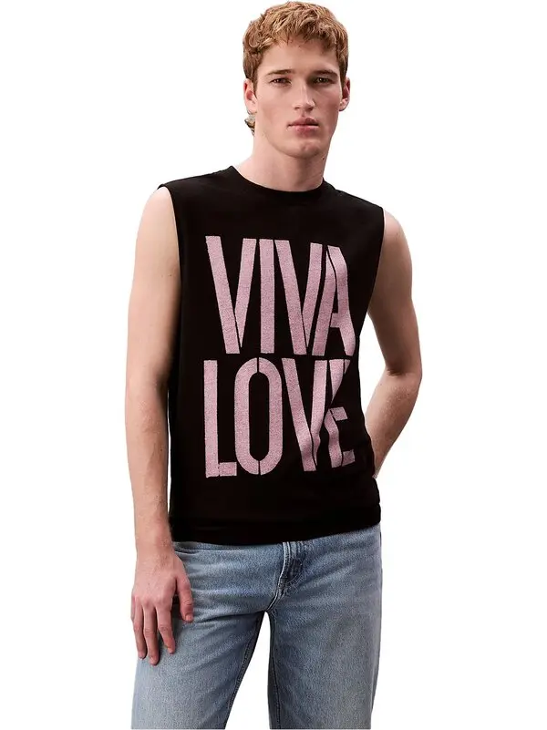 Calvin Klein Marc Hundley Pride Viva Love Relaxed Tank Top - Black