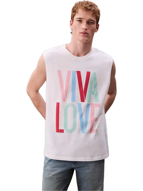 Calvin Klein Marc Hundley Pride Viva Love Relaxed Tank Top - Bright White