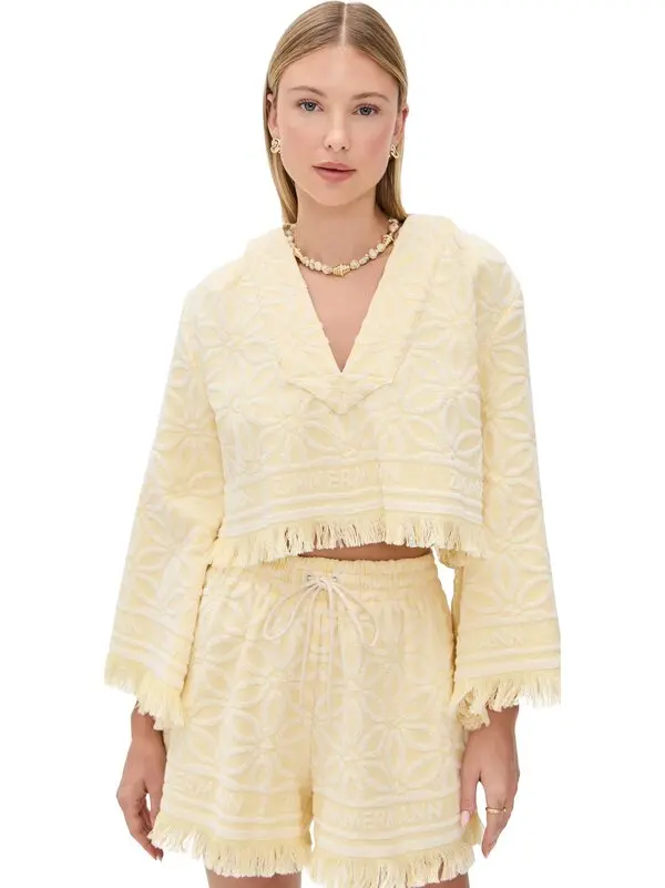 Zimmermann Coco Towelling Hooded Top - Yellow/cream