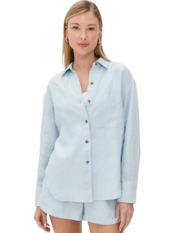 LE BOP Estelle Linen Shirt - Sky Blue