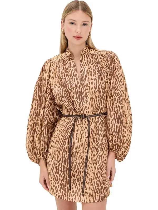 Zimmermann Cascadian Tunic Dress - Tan Leopard