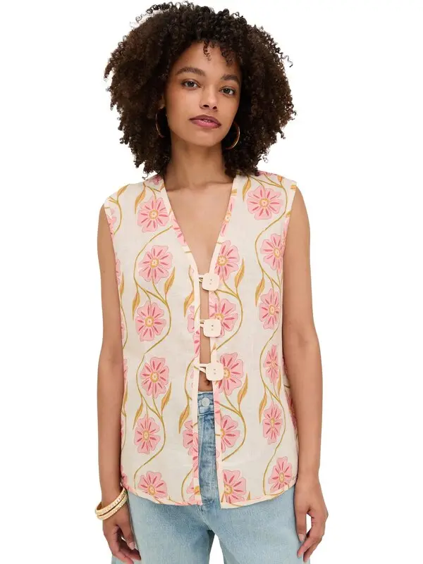 VRG GRL Lorena Linen Vest - Bloom