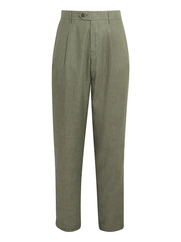 Eleventy Linen Tailored Trousers - Green
