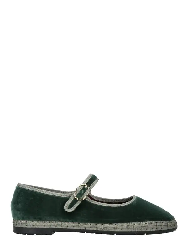 FLABELUS Velvet Mary Jane Flats - Green