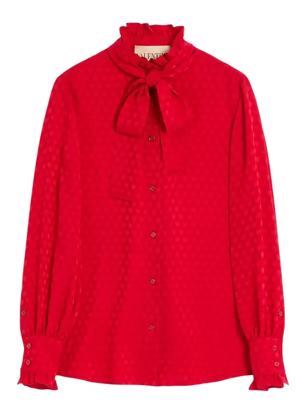 Valentino Garavani Silk Heart Print Shirt - Red