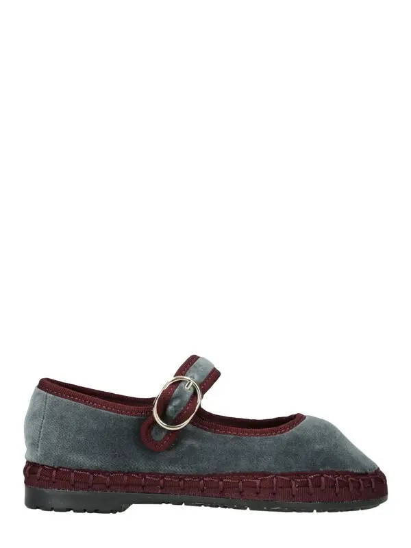 FLABELUS Velvet Mary Jane Flats - Grey