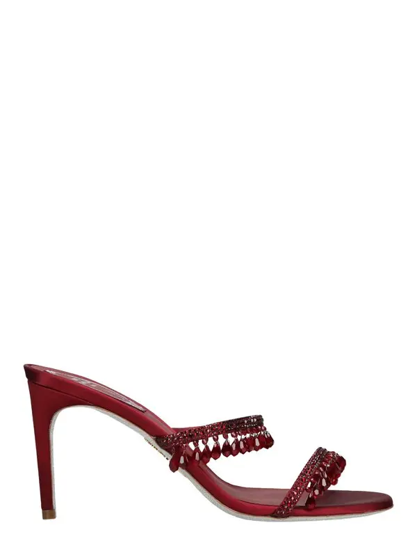 Rene Caovilla Chandelier Mules - Burgundy