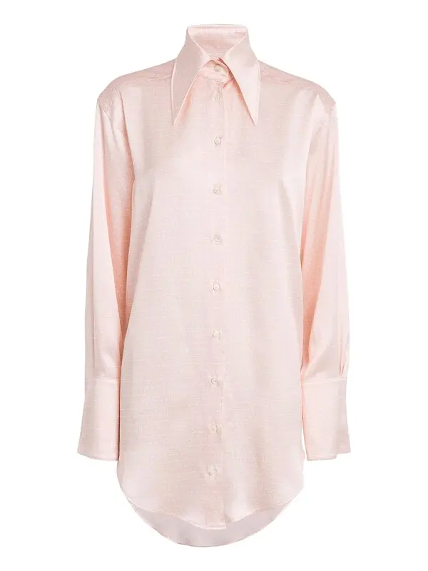 LAURA PITHARAS Silk Shirt With Pointed Collar - Pink