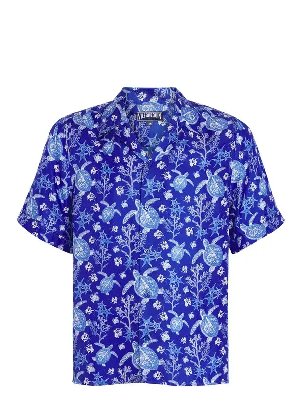 Vilebrequin Silk X-ray Turtle Print Charli Shirt - Blue