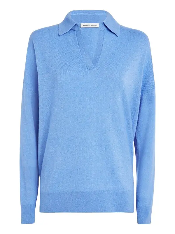 Iris Von Arnim Cashmere-silk Rory Polo Sweater - Blue
