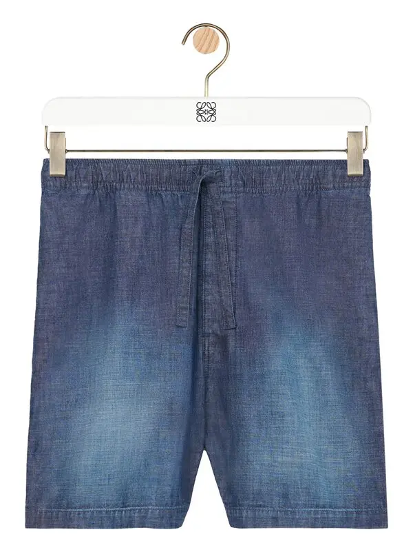 Loewe Cotton Chambray Shorts - Blue