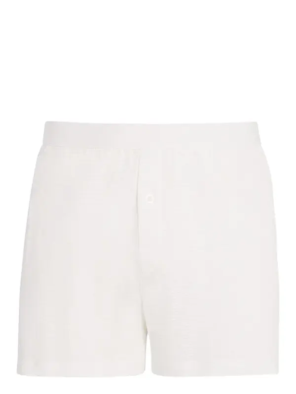 Sunspel Cotton Mesh Cellular Boxer Shorts - White