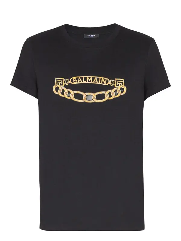 Balmain Chain Print T-shirt - Black