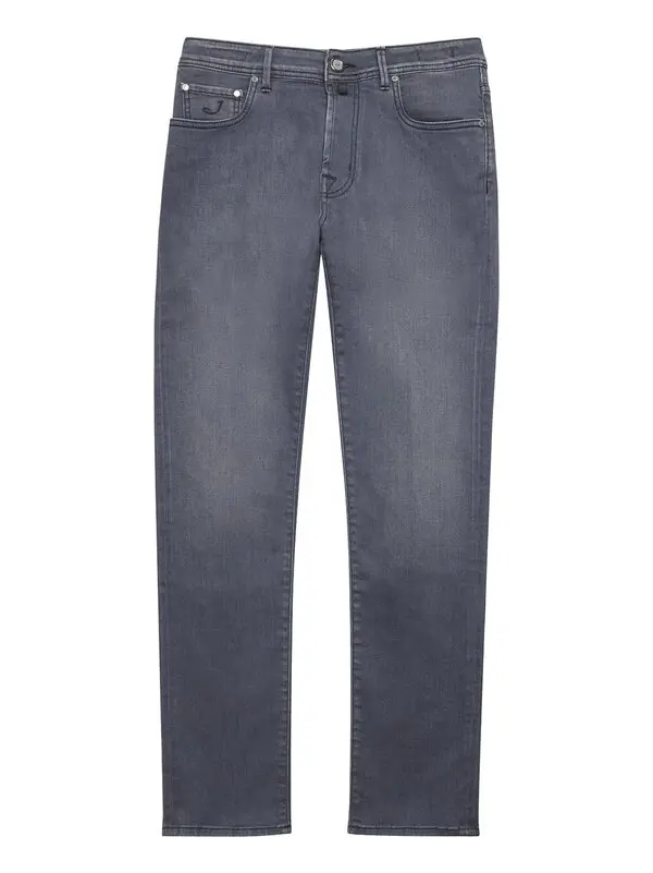 Jacob Cohen Ostrich Leather-patch Slim Bard Jeans - Grey
