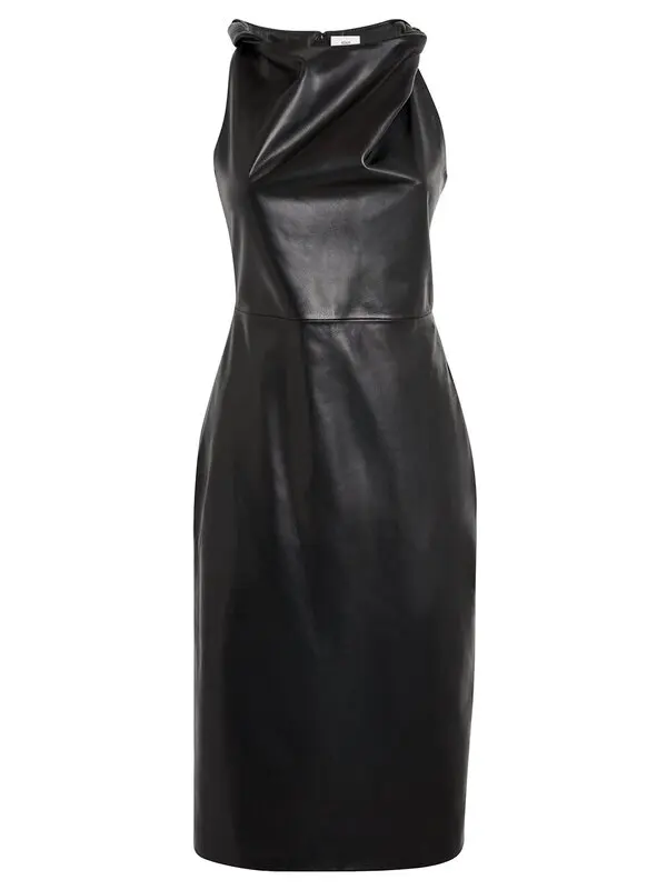 Adam Lippes Lambskin Hailee Midi Dress - Black