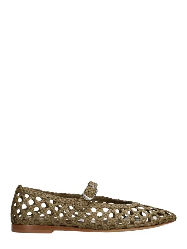 Le Monde Beryl Leather Woven Ballet Flats - Green