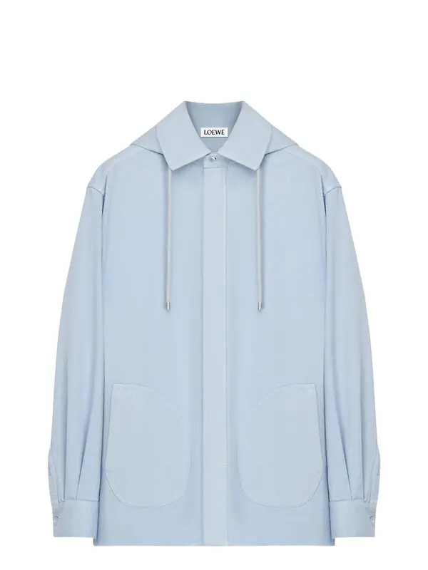 Loewe Cotton Hooded Overshirt - Blue