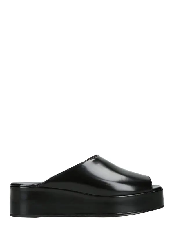 THE ROW Emi Leather Flatform Sandals - Black