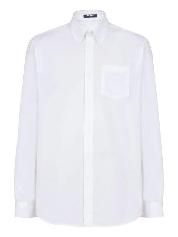 Balmain Cotton Poplin Crest Shirt - White