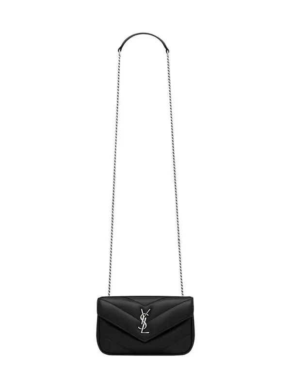 Saint Laurent Mini Matelassé Lambskin Loulou Shoulder Bag - Black