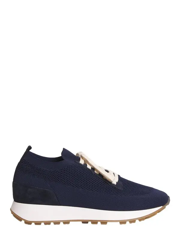 Eleventy Leather-blend Running Trainers - Blue