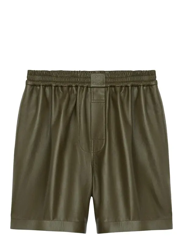 Loewe Leather Relaxed Fit Shorts - Green
