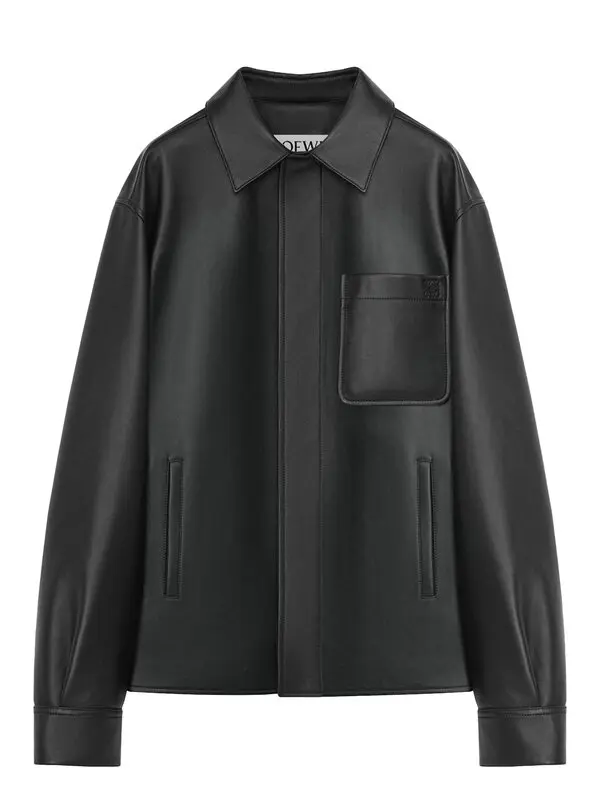 Loewe Leather Anagram Overshirt - Black